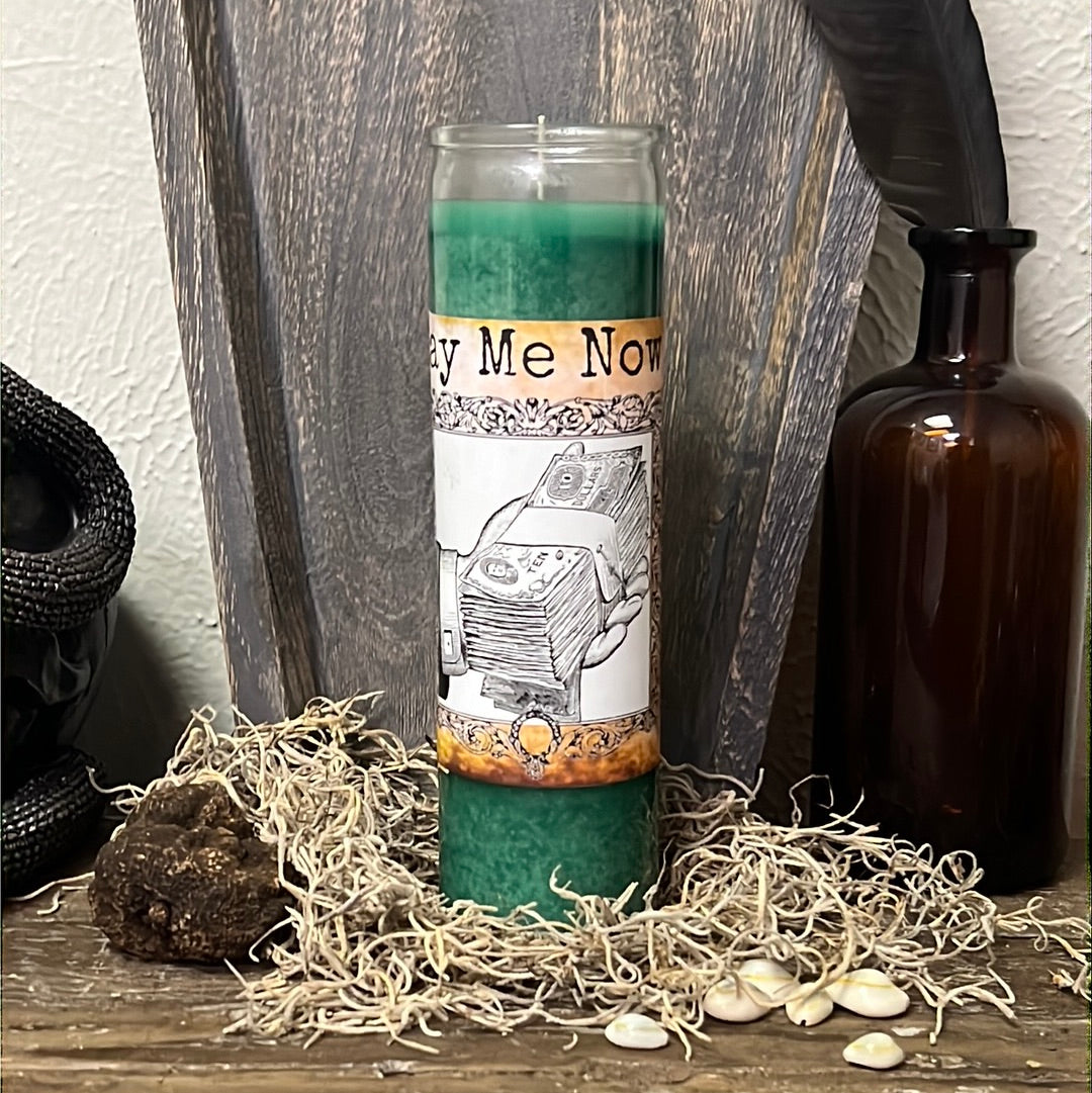 Pay Me Now 7 Day Fixed Candle – 3 Crows Conjure